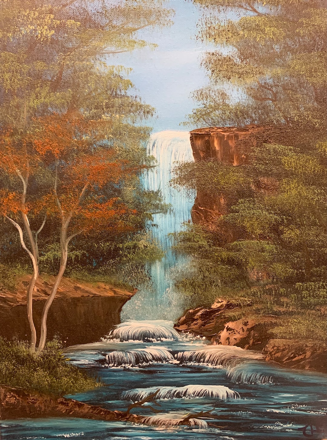 Bob Ross® Inspired Graceful Waterfall - Etsy