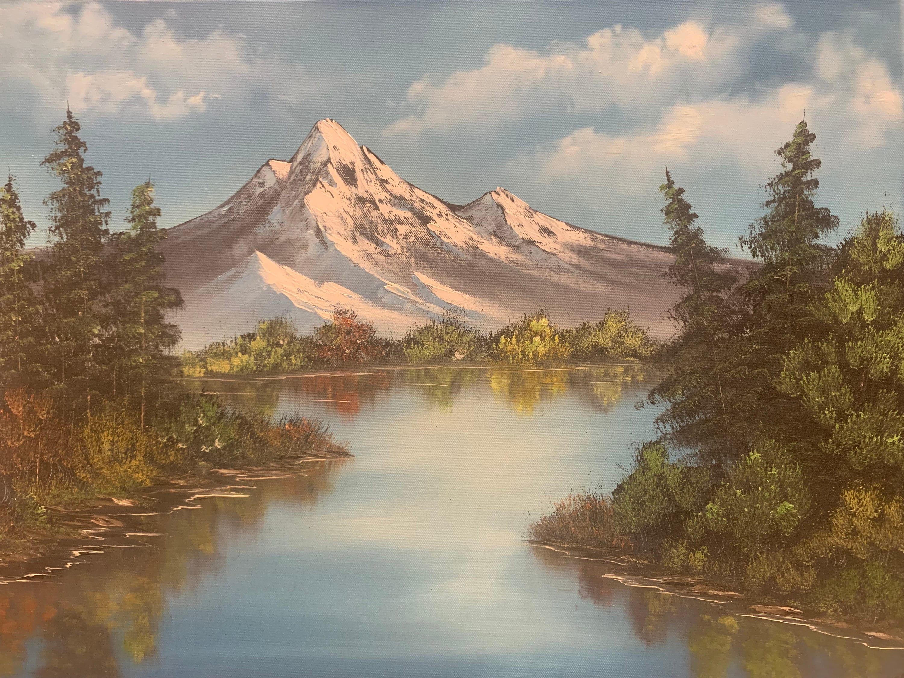 Bob Ross® Inspired Mountain Reflections 18"x24" Oil Painting - Etsy Canada