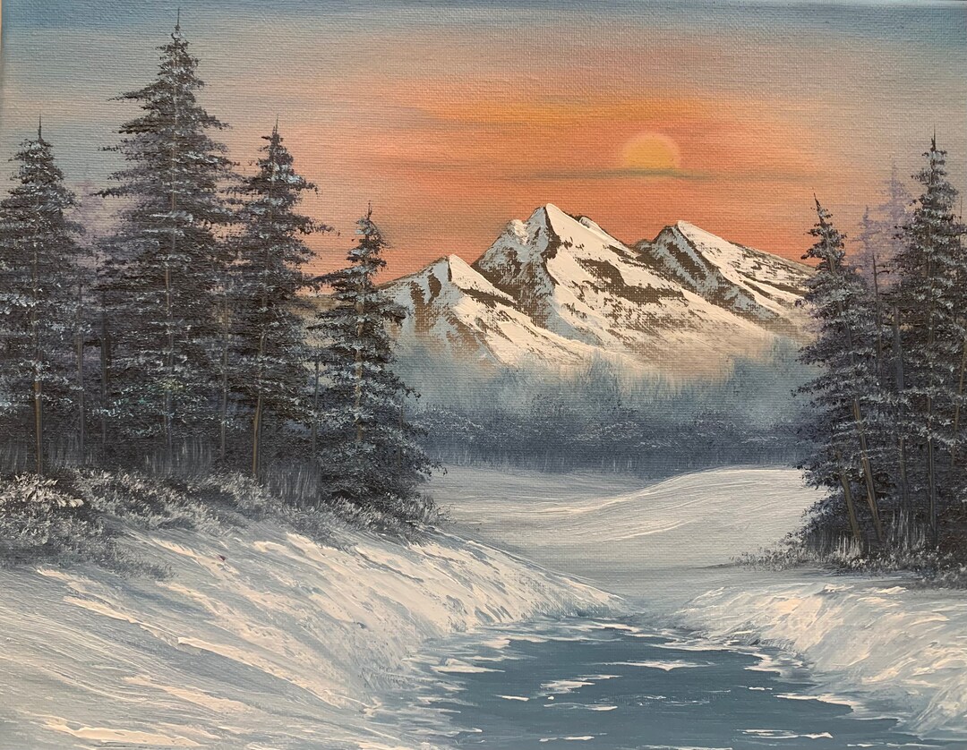 Bob Ross® Inspired Winter Evergreens - Etsy
