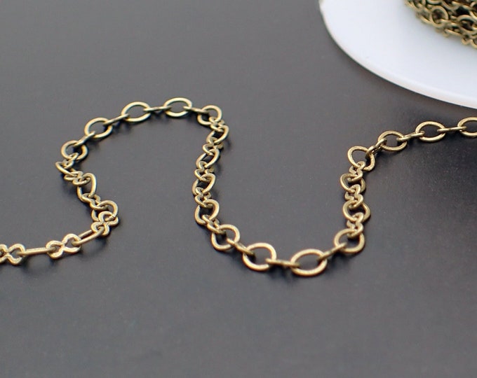 Soldered Cable Chain by the Foot, Antiqued Brass Ox Infinity Link ...