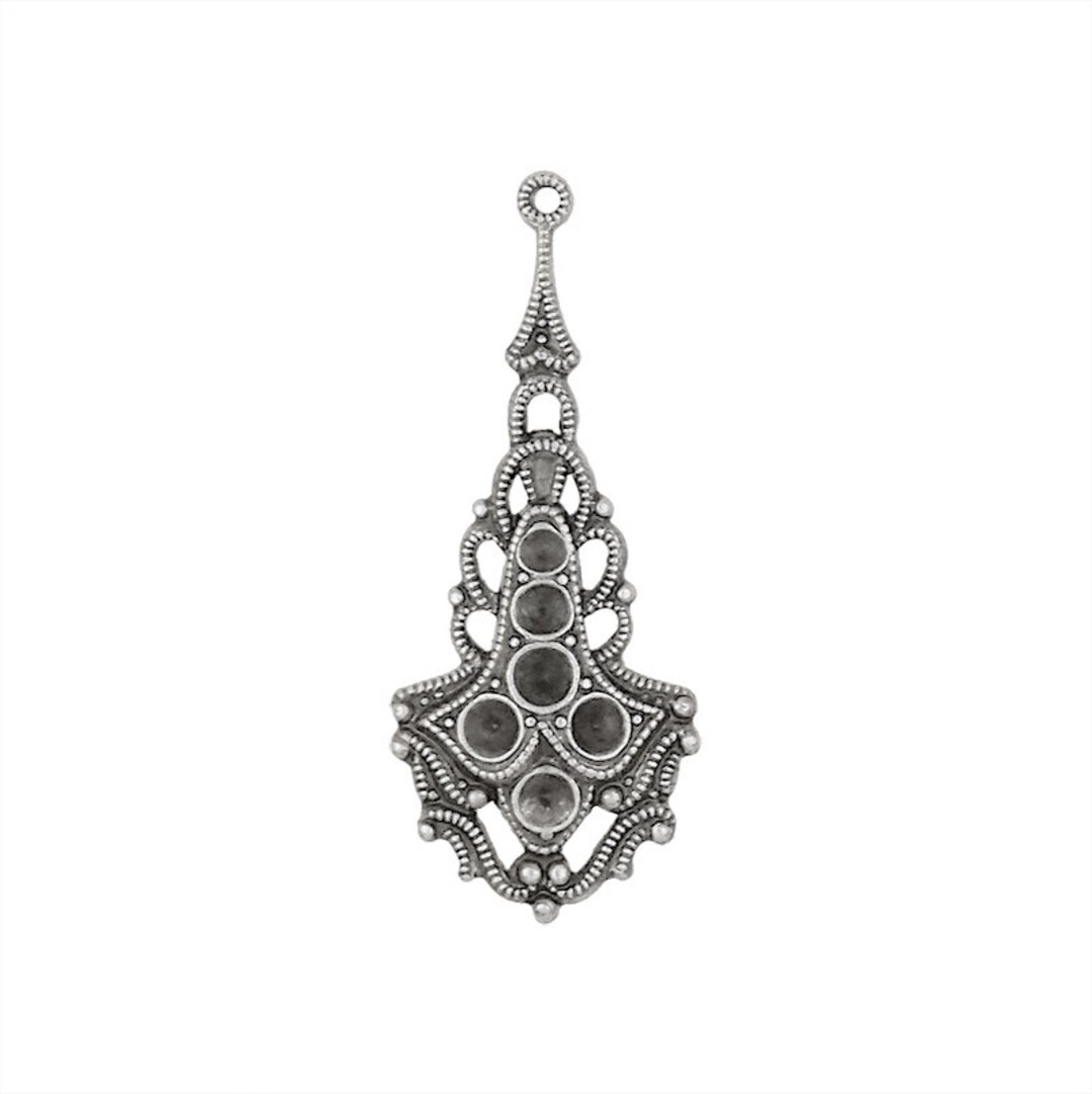 Multi-stone Chaton Setting Antiqued Silver Ox - Victorian Gothic Style ...