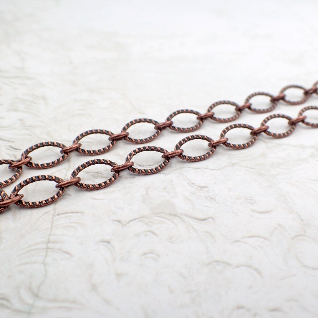 Textured Link Soldered Cable Chain by the Foot, Large 9x6mm Antiqued ...