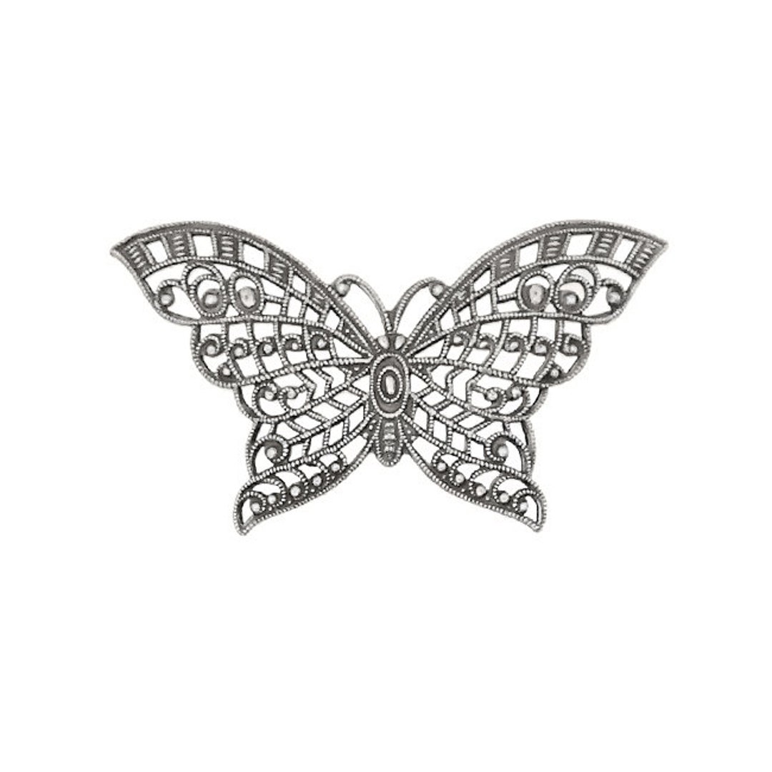 Butterfly Filigree With Lacy Wings - Antiqued Silver Ox - Intricate ...