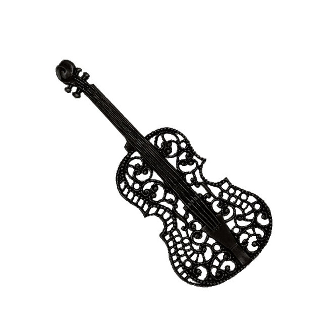 Victorian Violin Filigree - Rare Blackened Brass Stamping Gothic Style ...