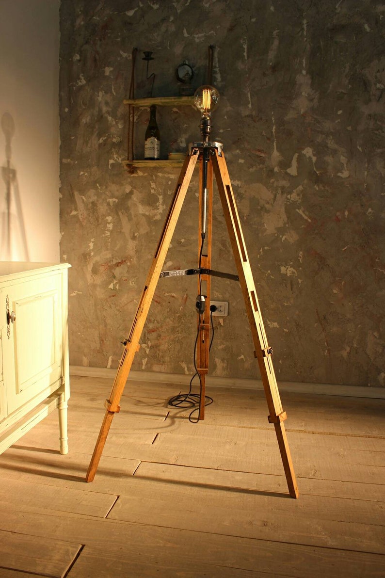 Piccadilly Hand Made Tripod Lamp From Reclaimed Wood and - Etsy