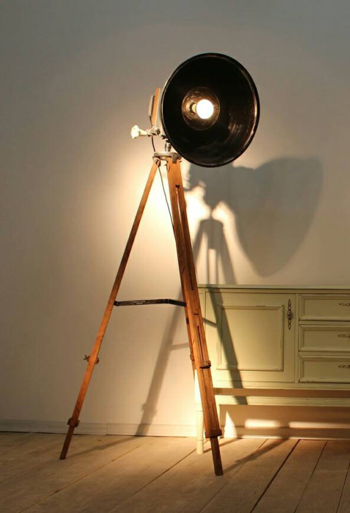 Huge Hand Made Tripod Lamp From Wood,iron and Parts Old Camera - Etsy
