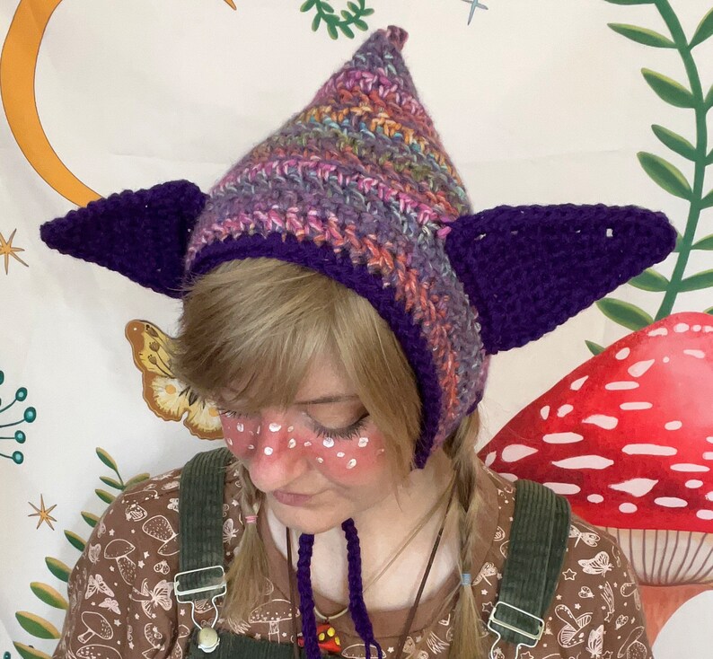 Crochet Purple Goblin Ear Pixie Hood - Etsy