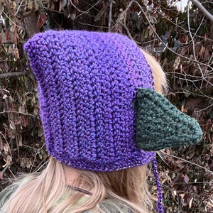Crochet Purple Goblin Ear Pixie Hood - Etsy