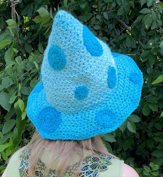 Light Blue Mushroom Wizard Hat Circumference is 23 Inches | Etsy