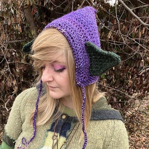 Crochet Purple Goblin Ear Pixie Hood - Etsy