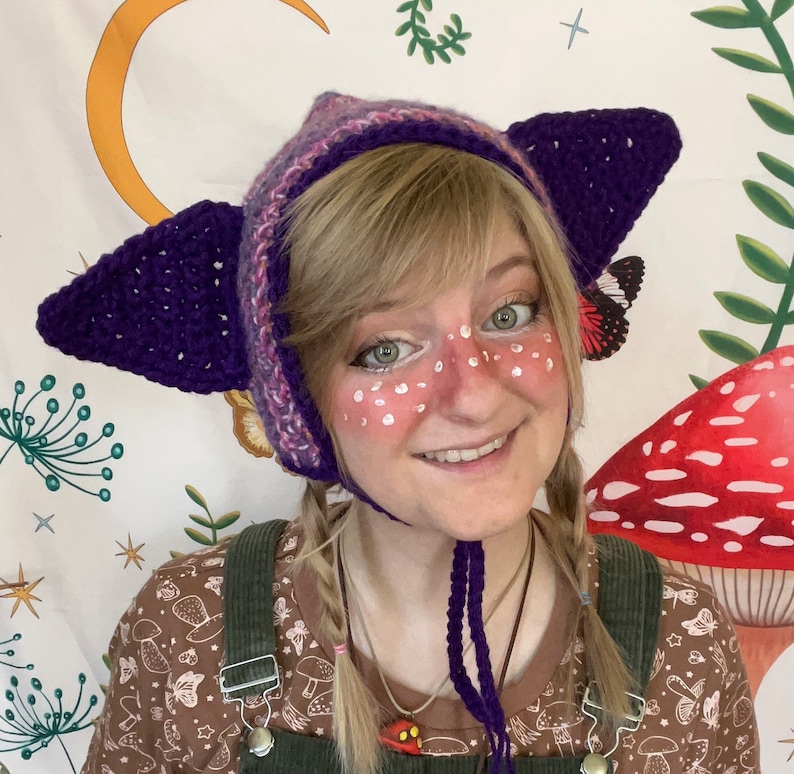 Crochet Purple Goblin Ear Pixie Hood - Etsy