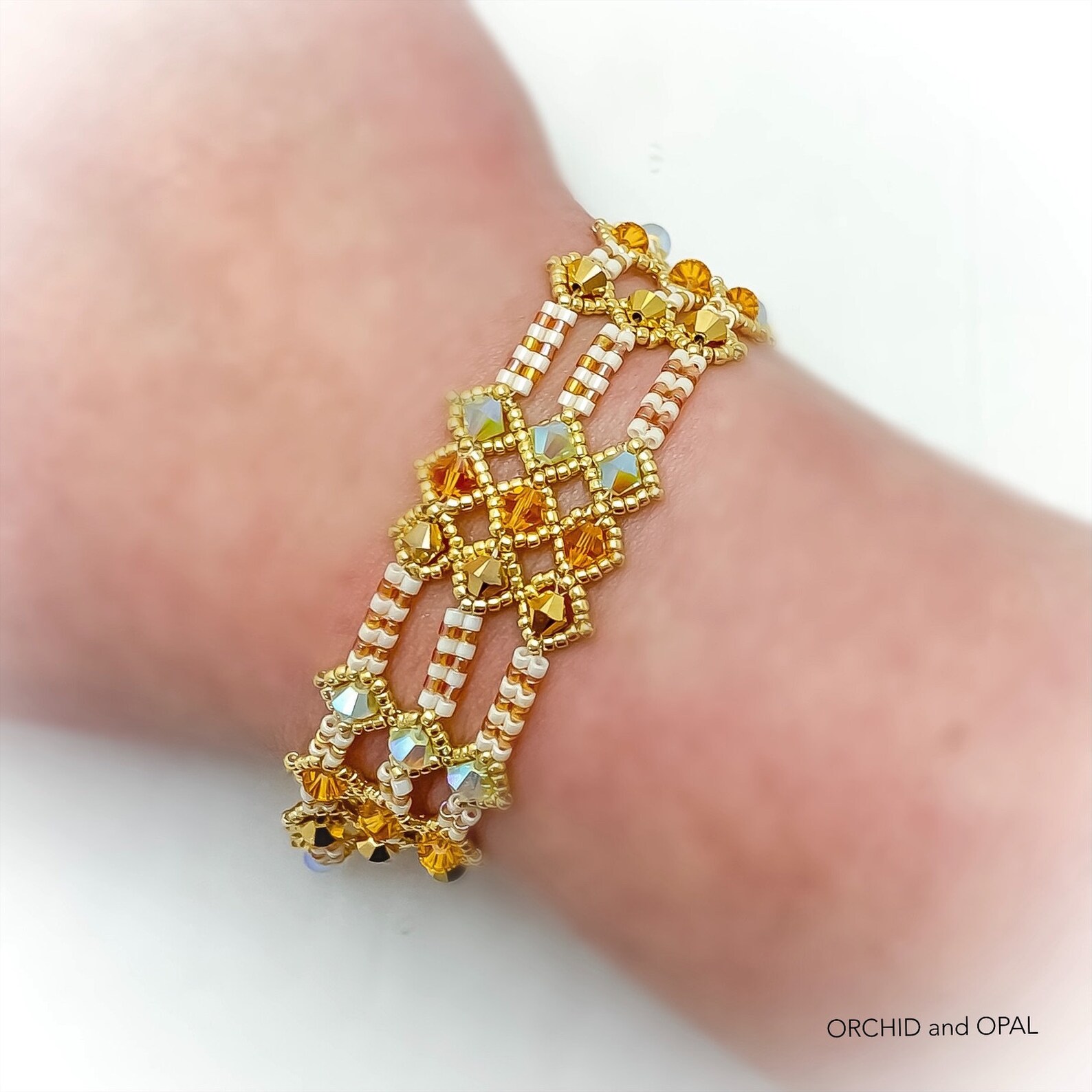 Beading Pattern - Netted Bicone and Herringbone Bracelet - Etsy