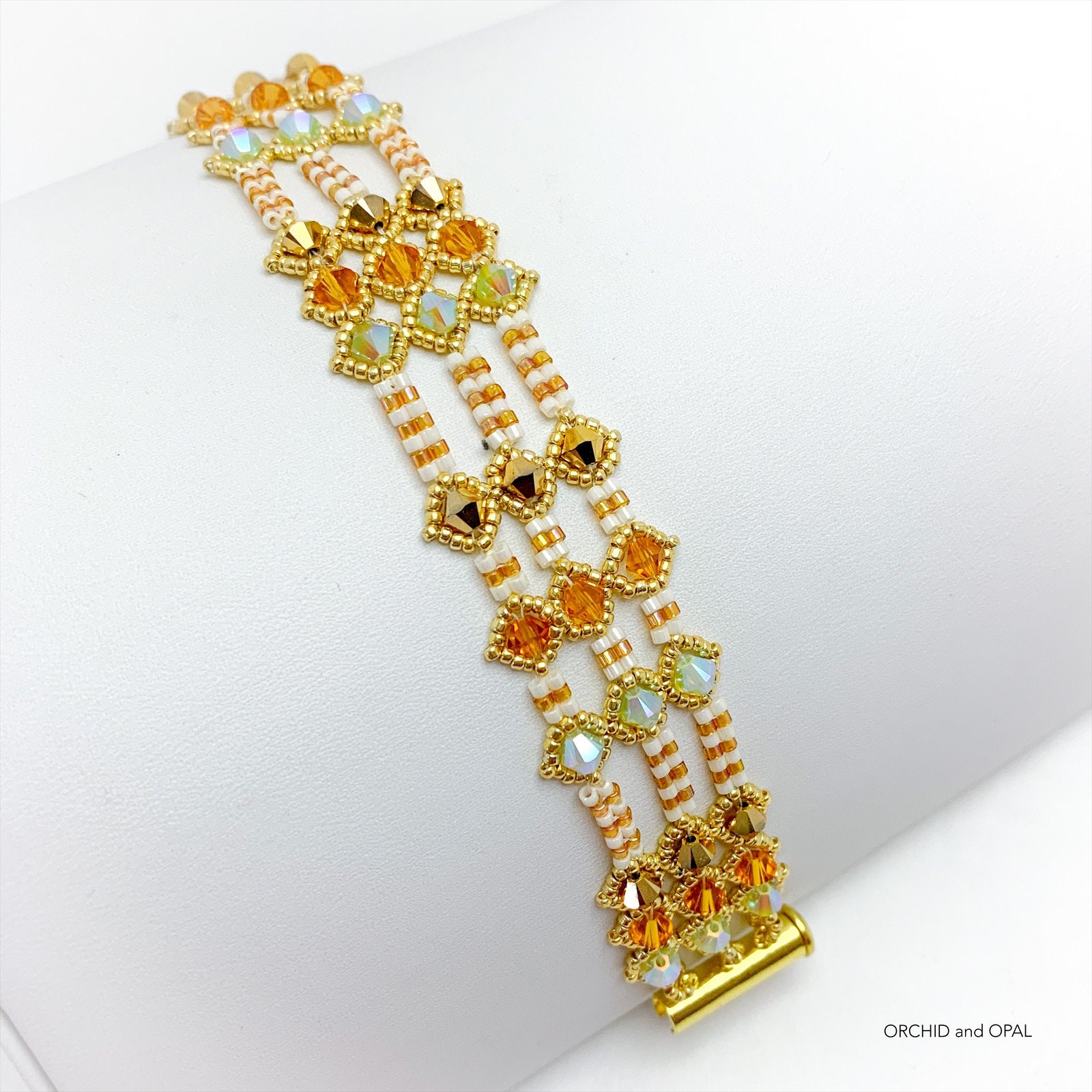 Beading Pattern - Netted Bicone and Herringbone Bracelet - Etsy