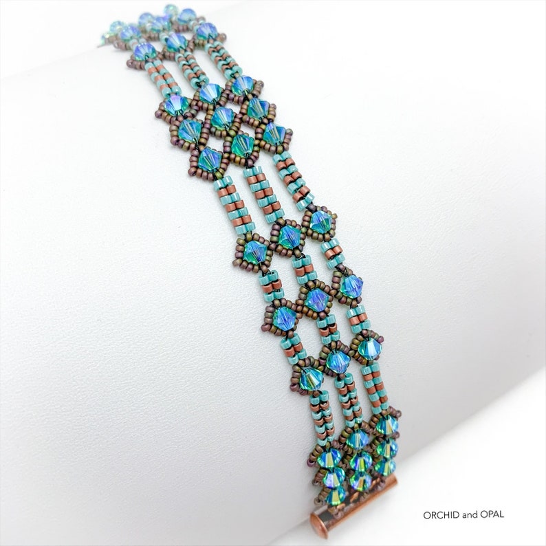 Beading Pattern - Netted Bicone and Herringbone Bracelet - Etsy