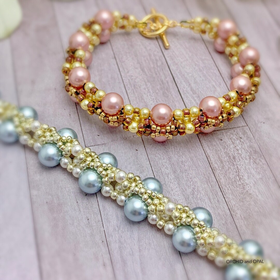 Beading Pattern - Tahitian Beaded Pearl and Seed Bead Bracelet - 8mm ...