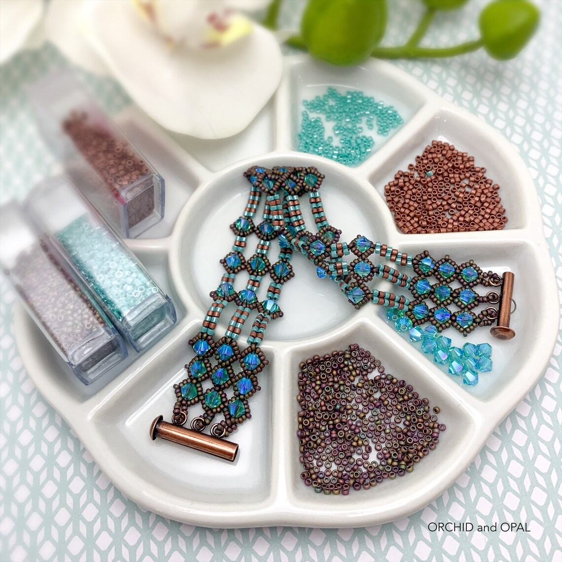 Beading Pattern Netted Bicone and Herringbone Bracelet - Etsy