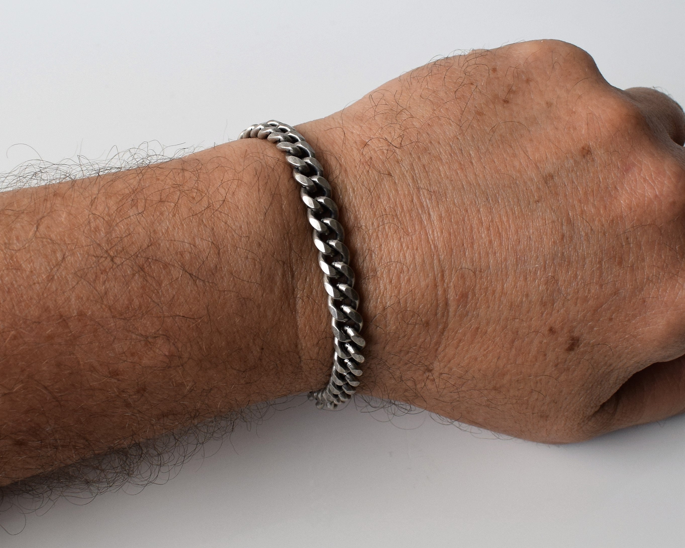 Mens Silver Bracelet Men Bracelet Mens Chain Bracelet - Etsy