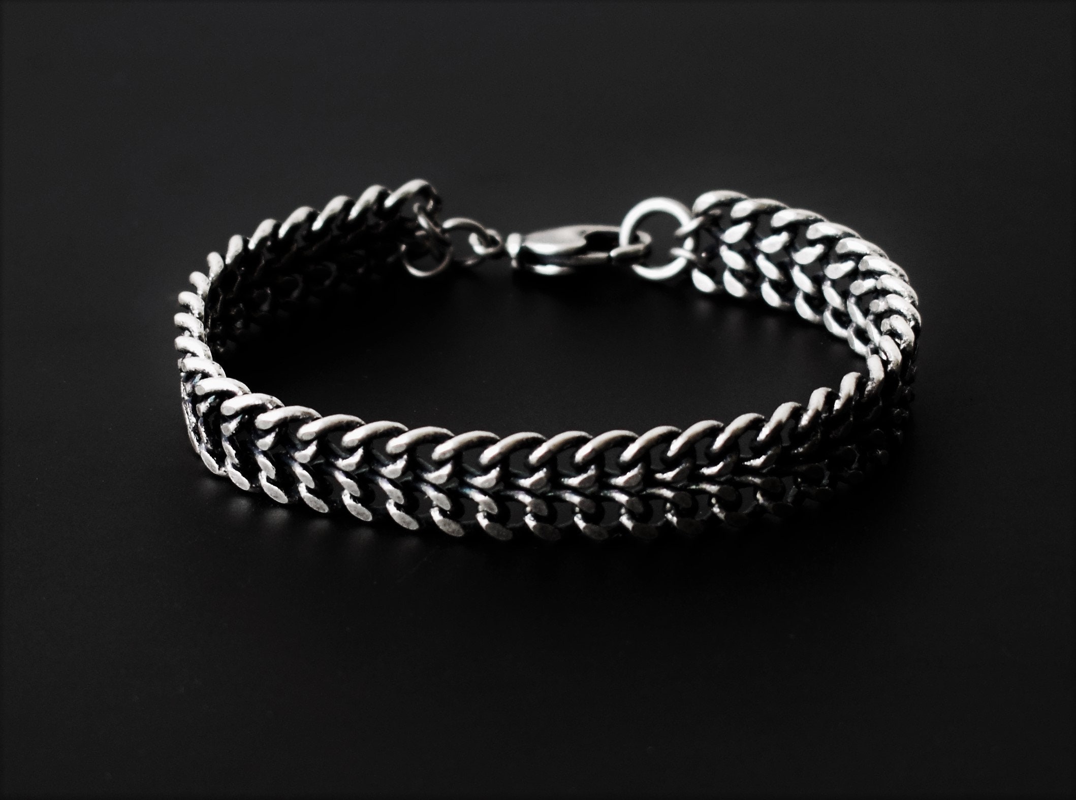 Mens Silver Bracelet Men Bracelet Mens Chain Bracelet - Etsy