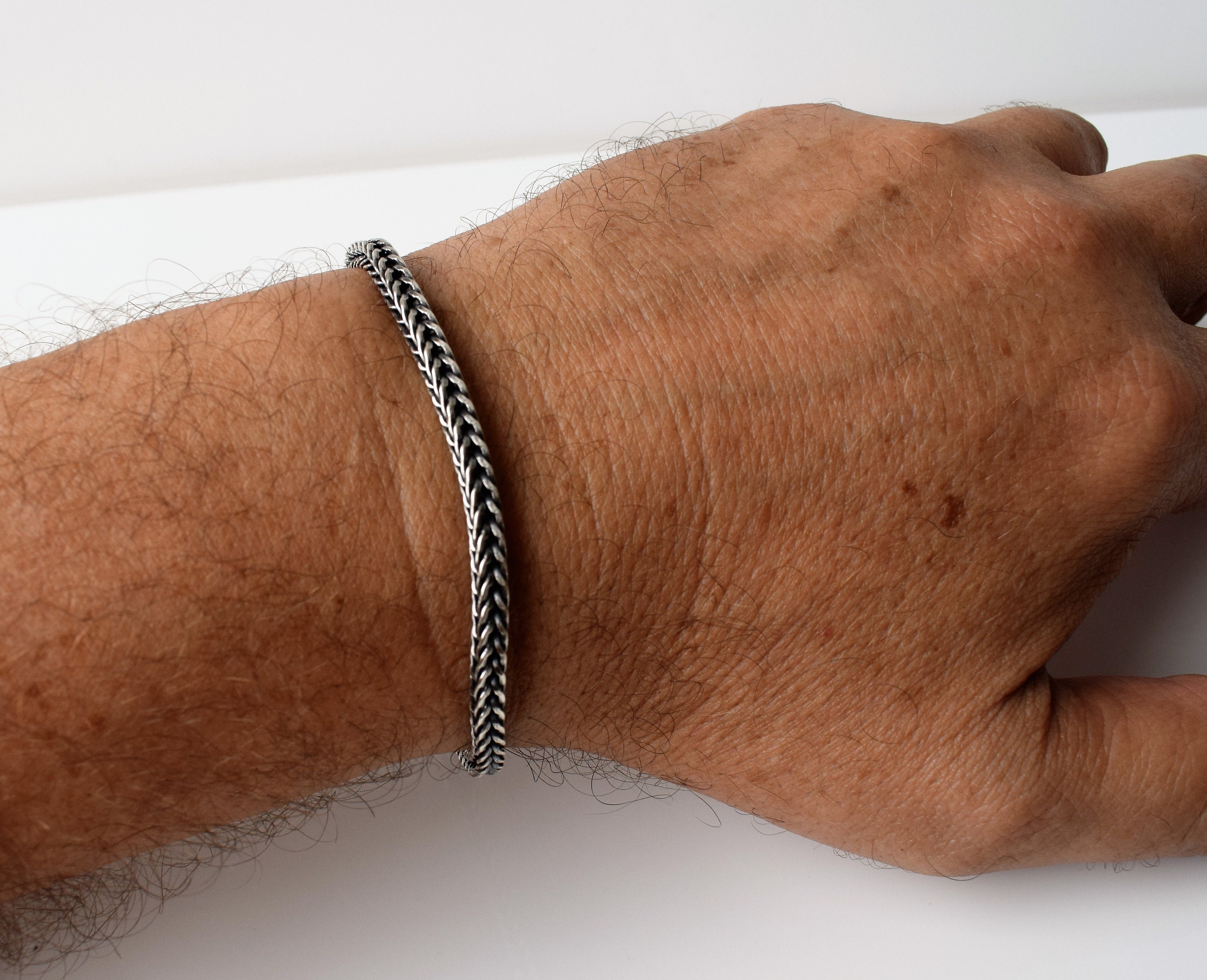 Mens Silver Bracelet Men Bracelet Mens Chain Bracelet | Etsy