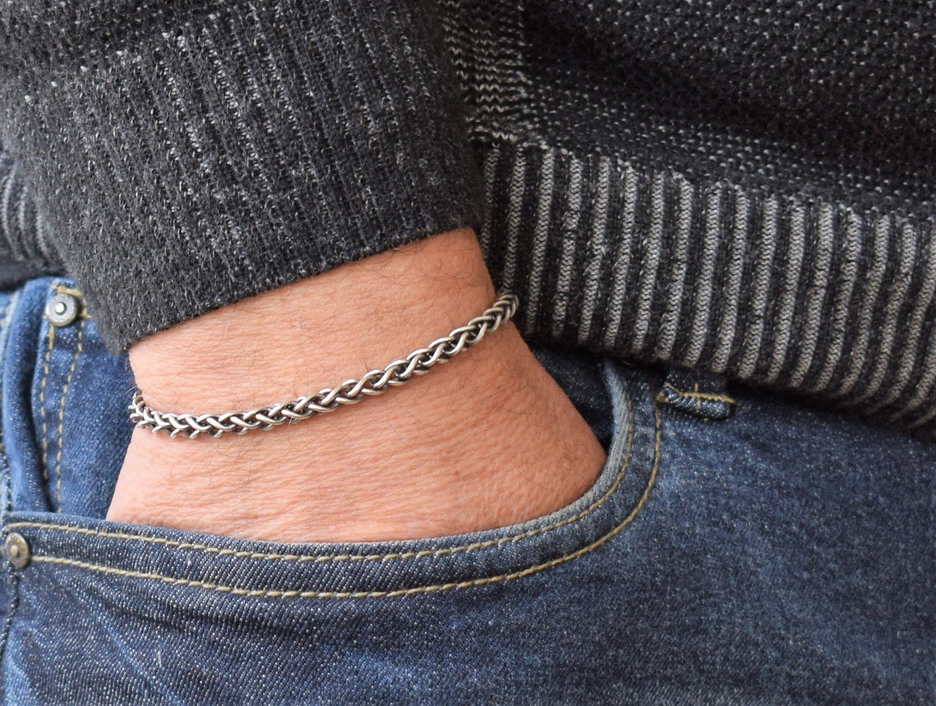 Mens Silver Bracelet Men Bracelet Mens Chain Bracelet - Etsy