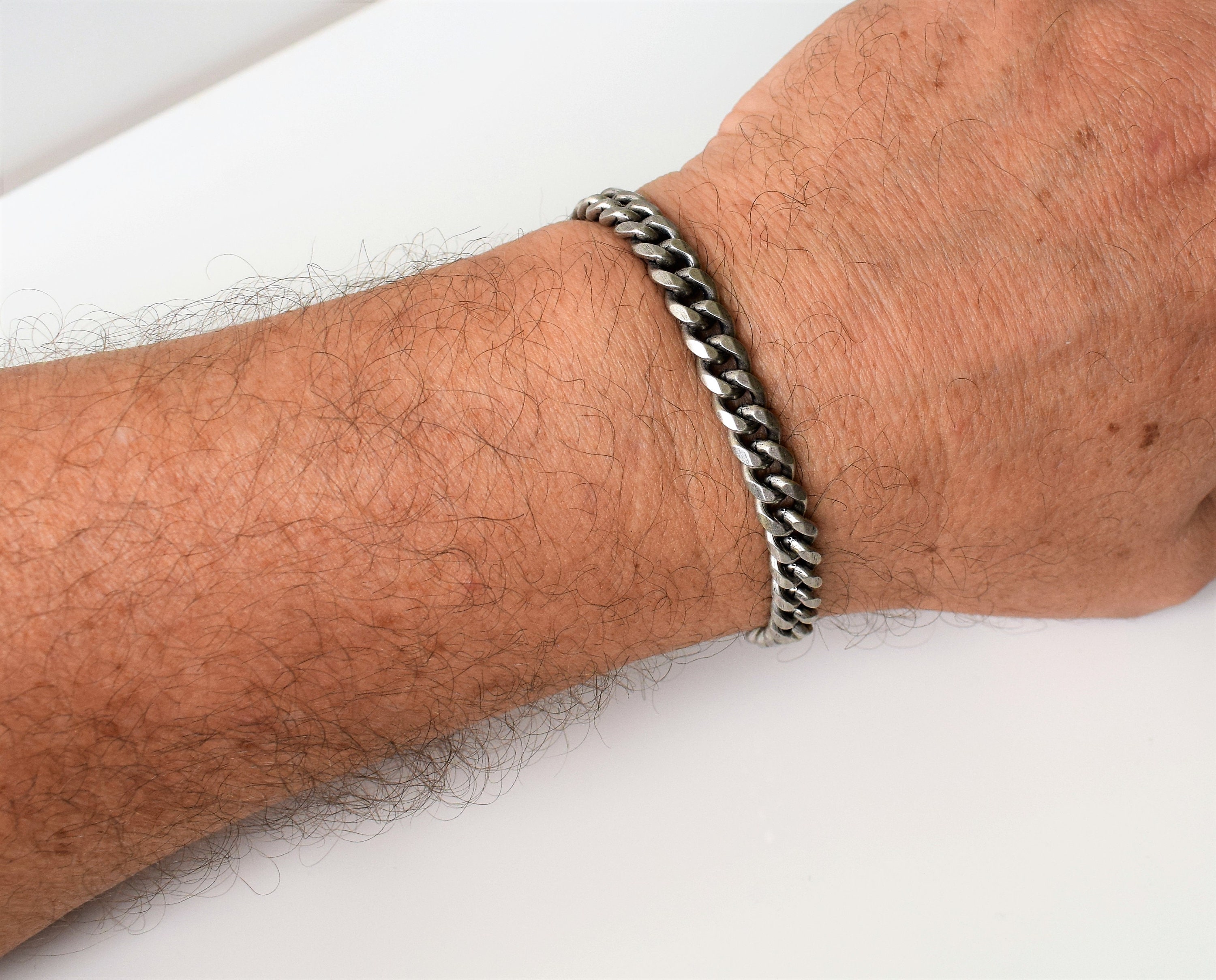 Mens Silver Bracelet Men Bracelet Mens Chain Bracelet - Etsy
