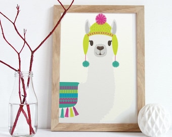 Lama Original Art Print, Lama Home Decor, Lama Gift, Children's Room ...