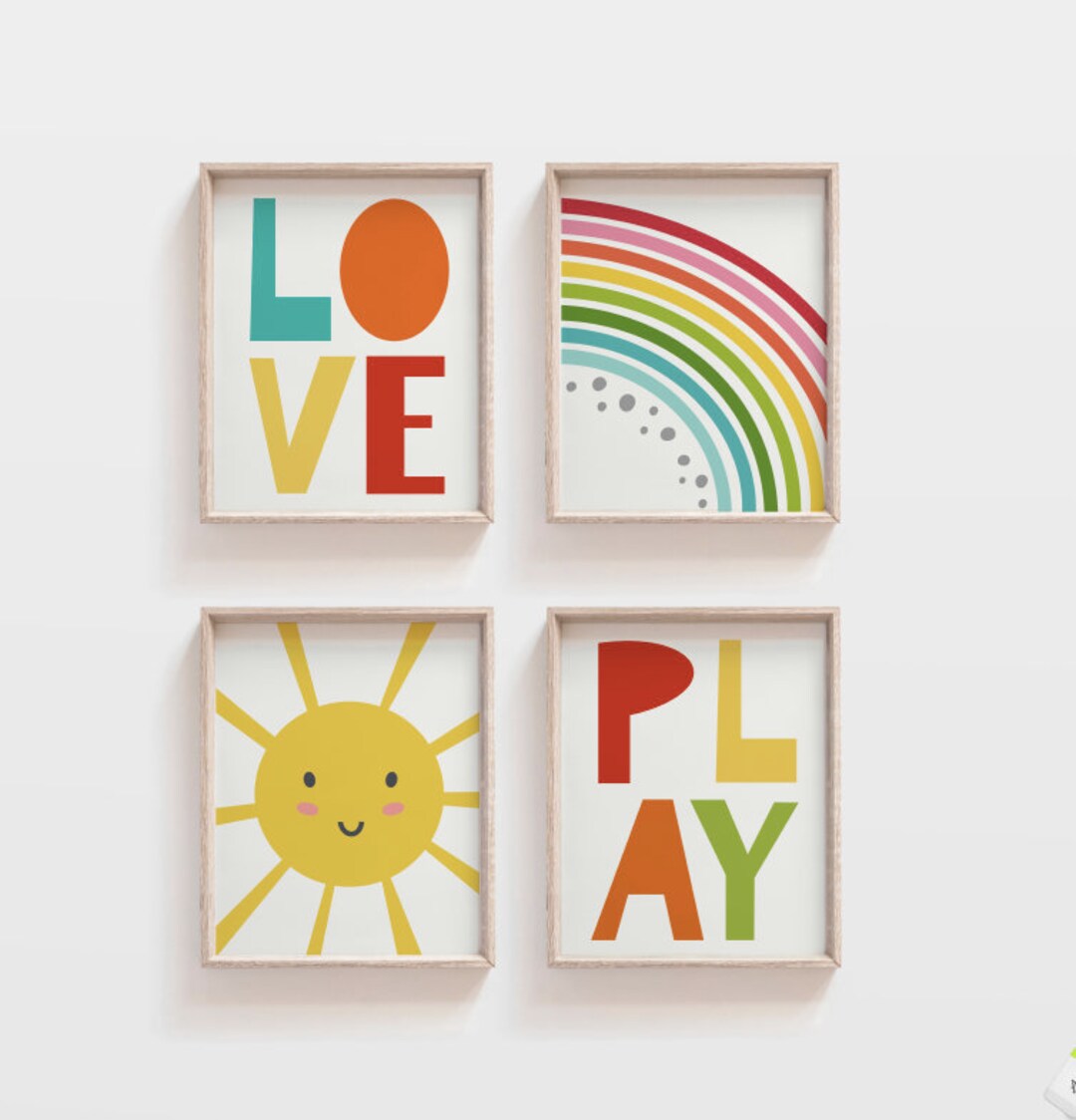 Bright and Colourful Kids Wall Art, Children's Wall Art, Nursery Set of ...