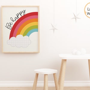 Be Happy Nursery Art, Rainbow Nursery Print, Rainbow Children's Print ...