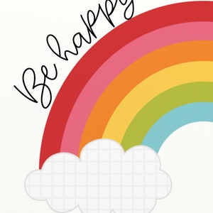 Be Happy Nursery Art, Rainbow Nursery Print, Rainbow Children's Print ...