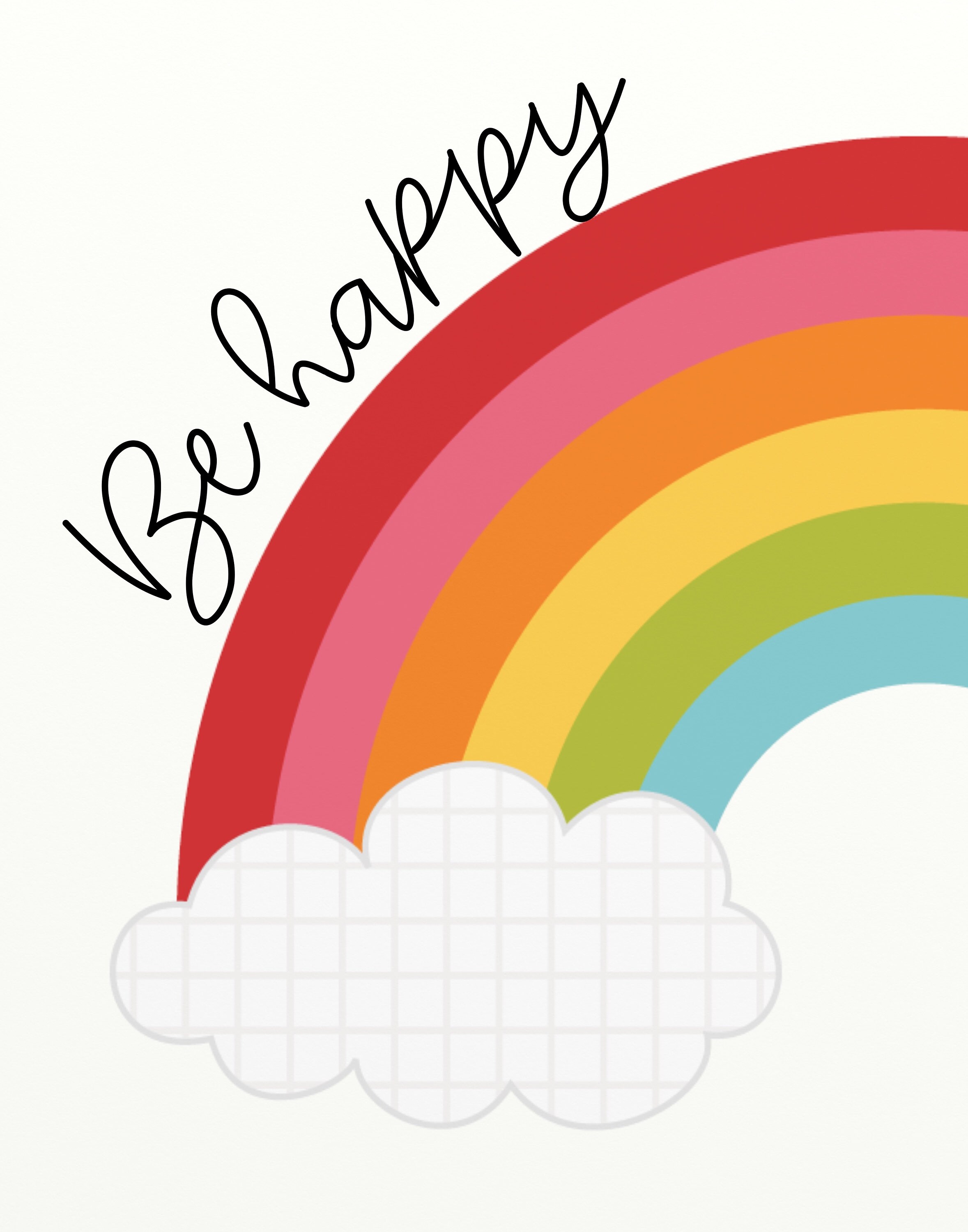 Be Happy Nursery Art Rainbow Nursery Print Rainbow - Etsy