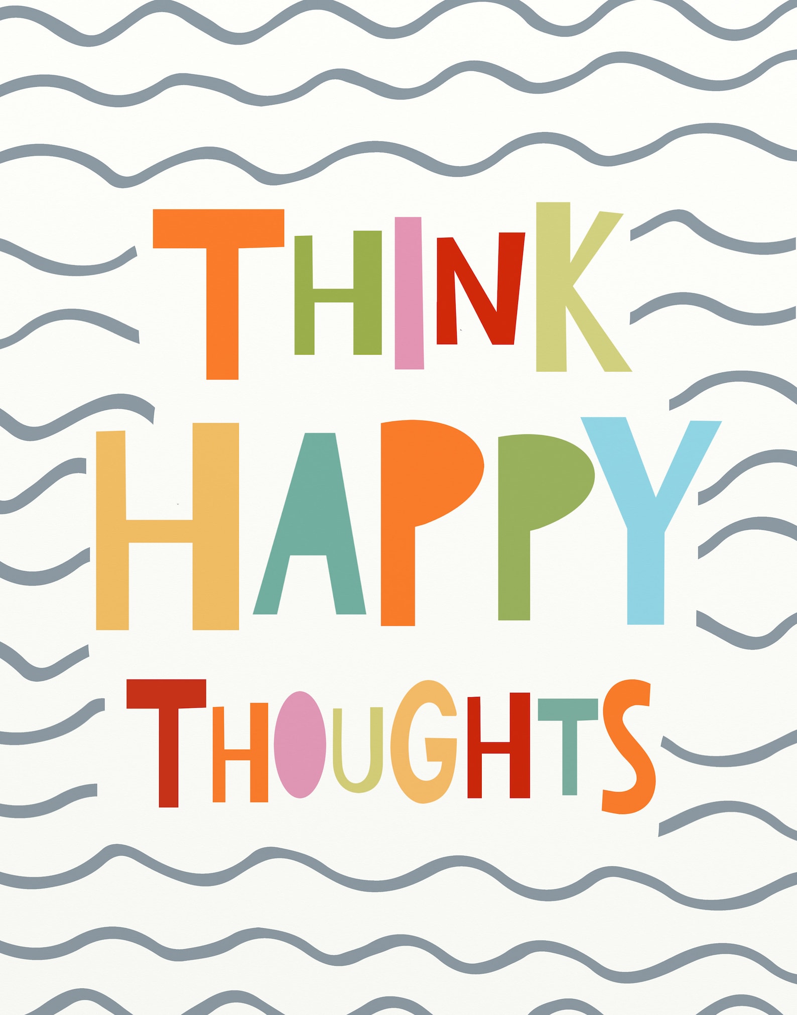 THINK HAPPY Nursery Quote Print Inspirational Children's - Etsy UK