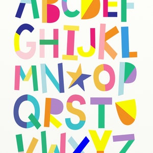 Kids ABC Alphabet Wall Art, Nursery, Print, Alphabet Decor, Rainbow ...