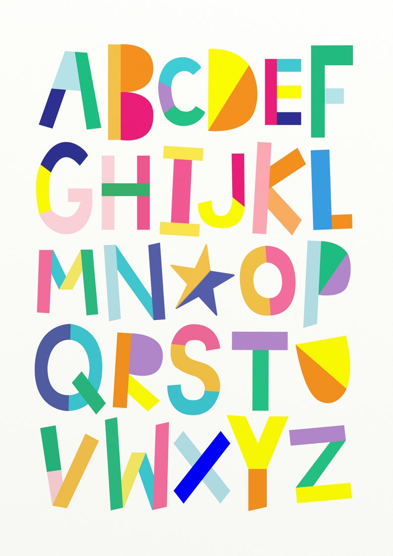 Kids ABC Alphabet Wall Art Nursery Print Alphabet Decor - Etsy