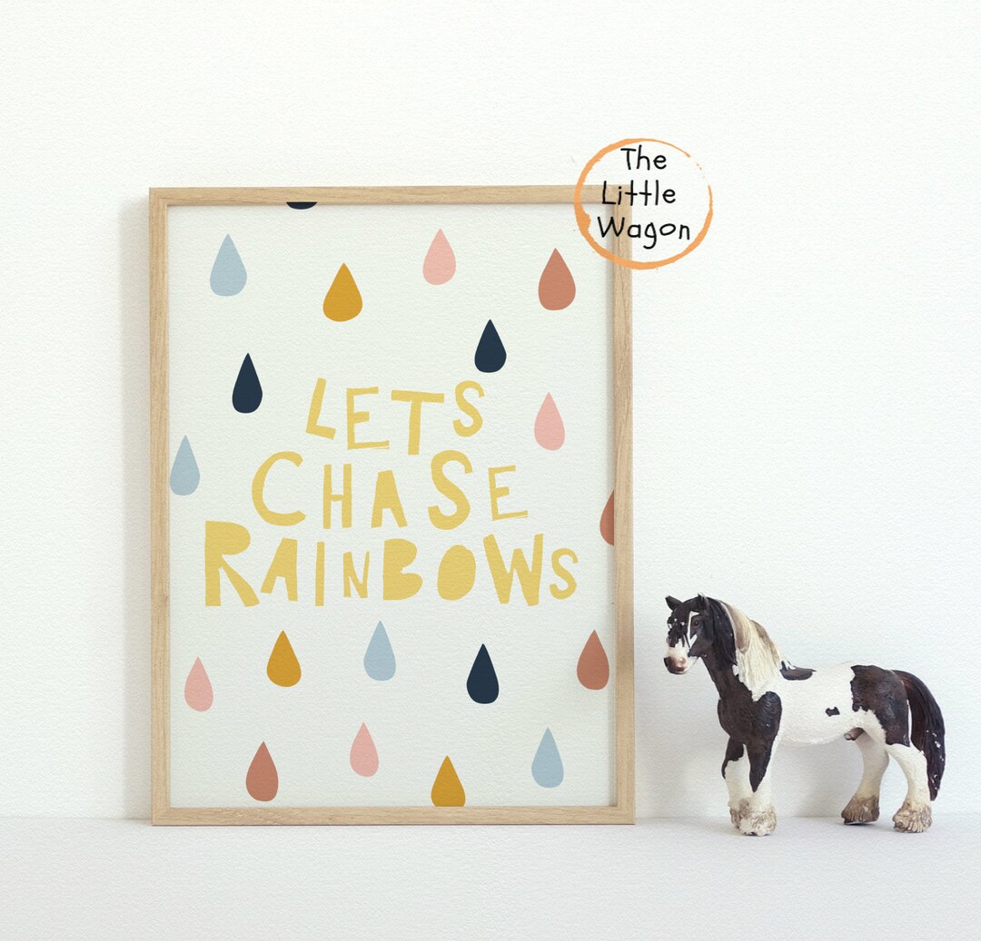 Chase the Rainbow Print, Nursery Rainbow Art, Rainbow Wall Prints, Pink ...