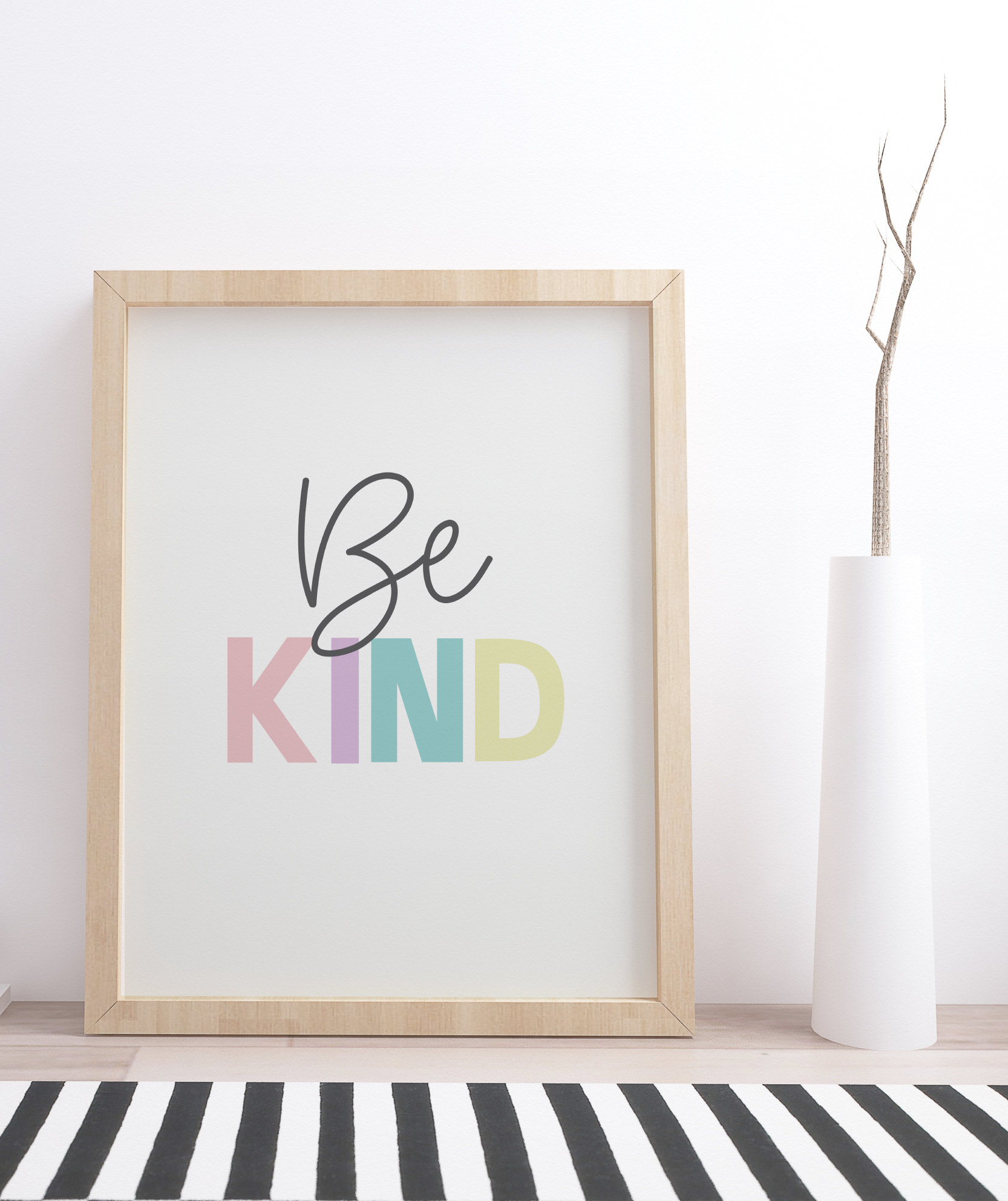 Be Kind girls pastel wall art prints rainbow nursery print | Etsy