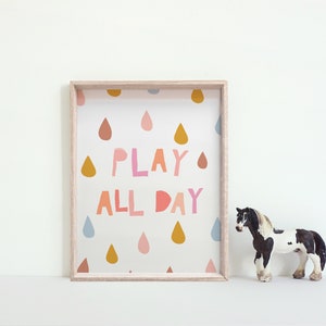 Kids Room Art, Nursery Wall Art Set of 4 Prints, Rainbow Lets Play All ...