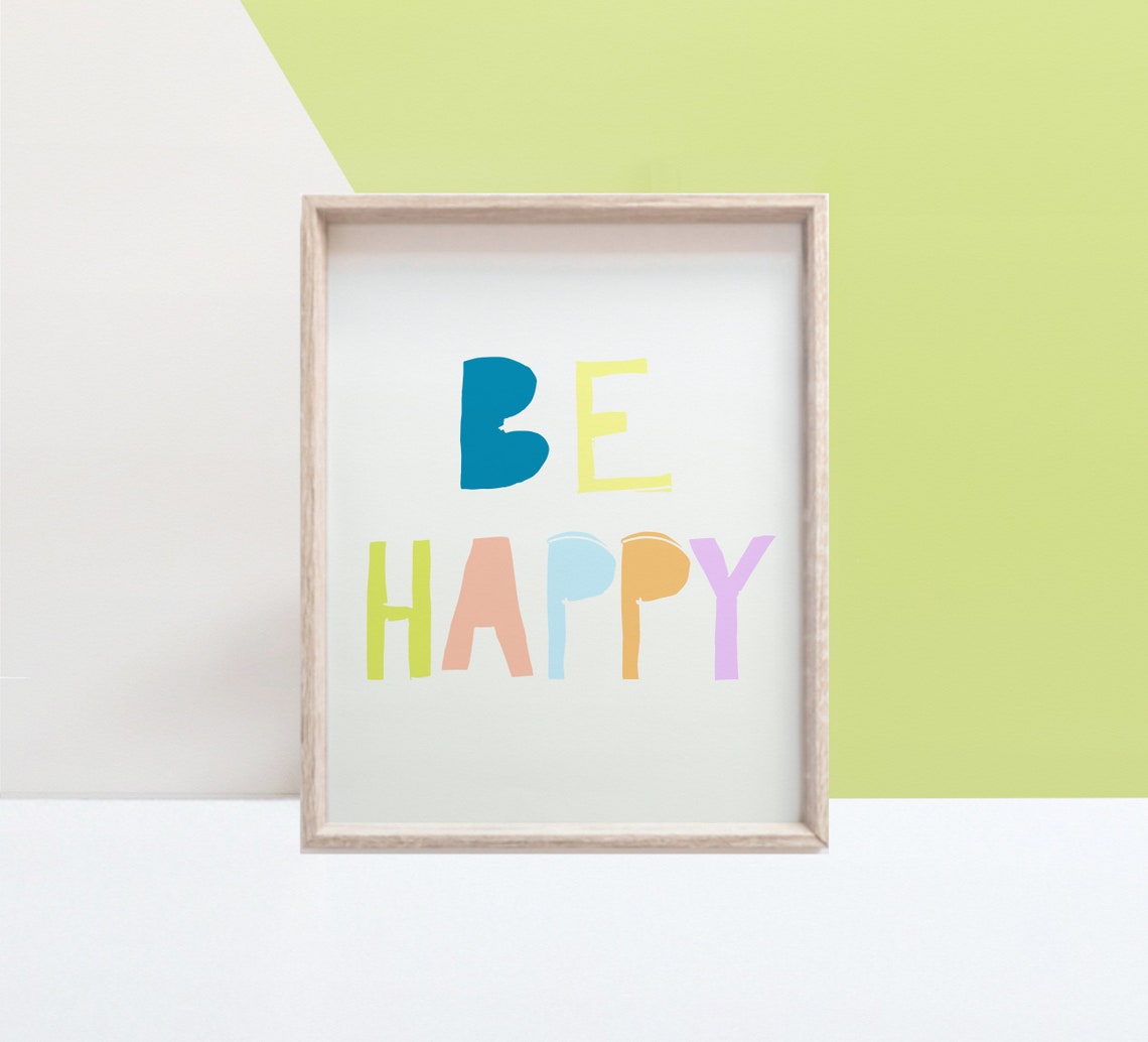 Pastel Rainbow Wall Art Set of Three Be Happy Print Be Kind - Etsy