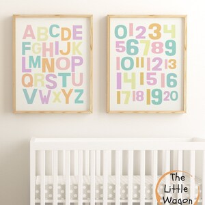 Pastel Rainbow Alphabet Wall Art, ABC Set of Two Nursery Prints Set of ...