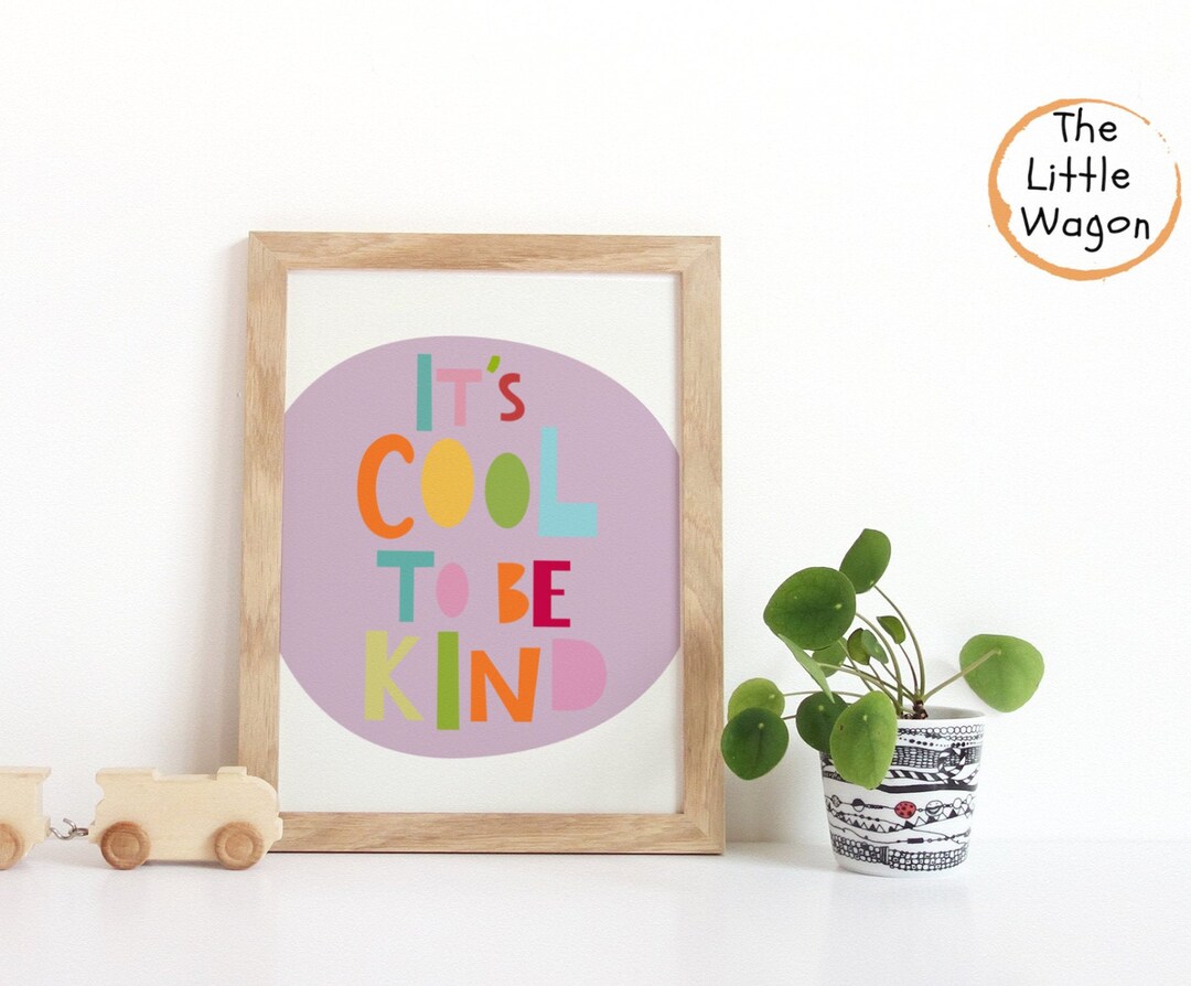 It's Cool to Be Kind Art Print, Wall Art Prints for Girls, Pink Nursery ...