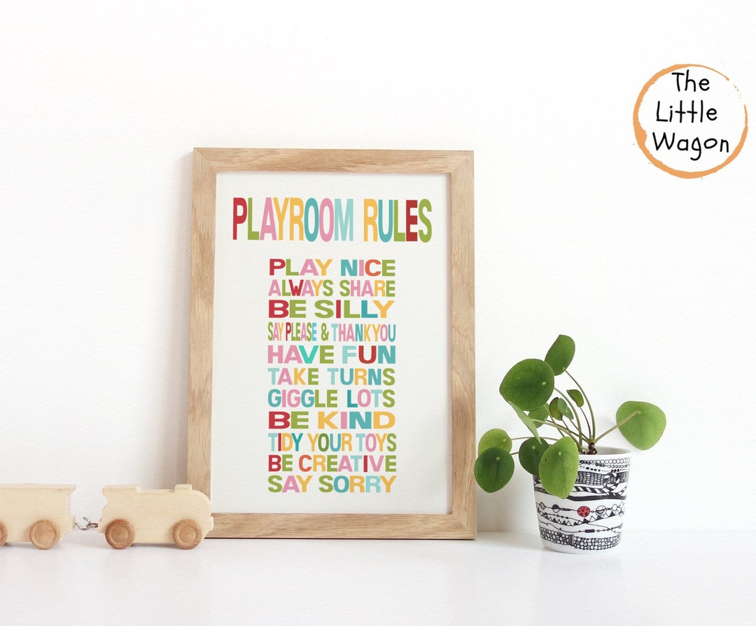 Playroom Rules Sign, Colourful Playroom Toddler Room, Kids Playroom ...