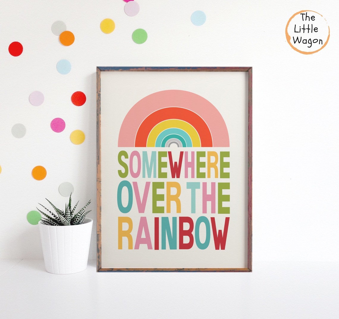 Kids Rainbow Print Kawaii Rainbow Nursery Wall Art Somewhere | Etsy UK