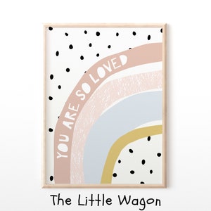 Girls Nursery Print, You Are so Loved Baby Nursery Decor, Rainbow Wall ...