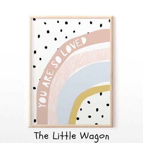 Rainbow Nursery Print Rainbow Wall Art Pink Nursery Decor - Etsy
