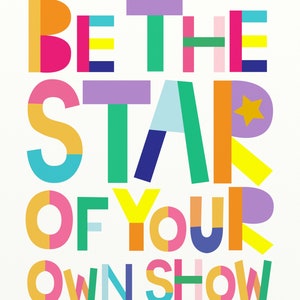 Kids Colourful Print, Be a Star, Kawaii Rainbow Nursery, Unisex Kids ...