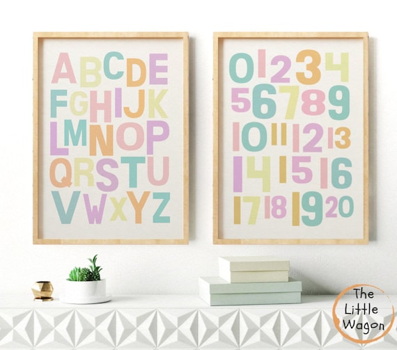 Pastel Rainbow Alphabet Wall Art ABC Set of Two Nursery | Etsy