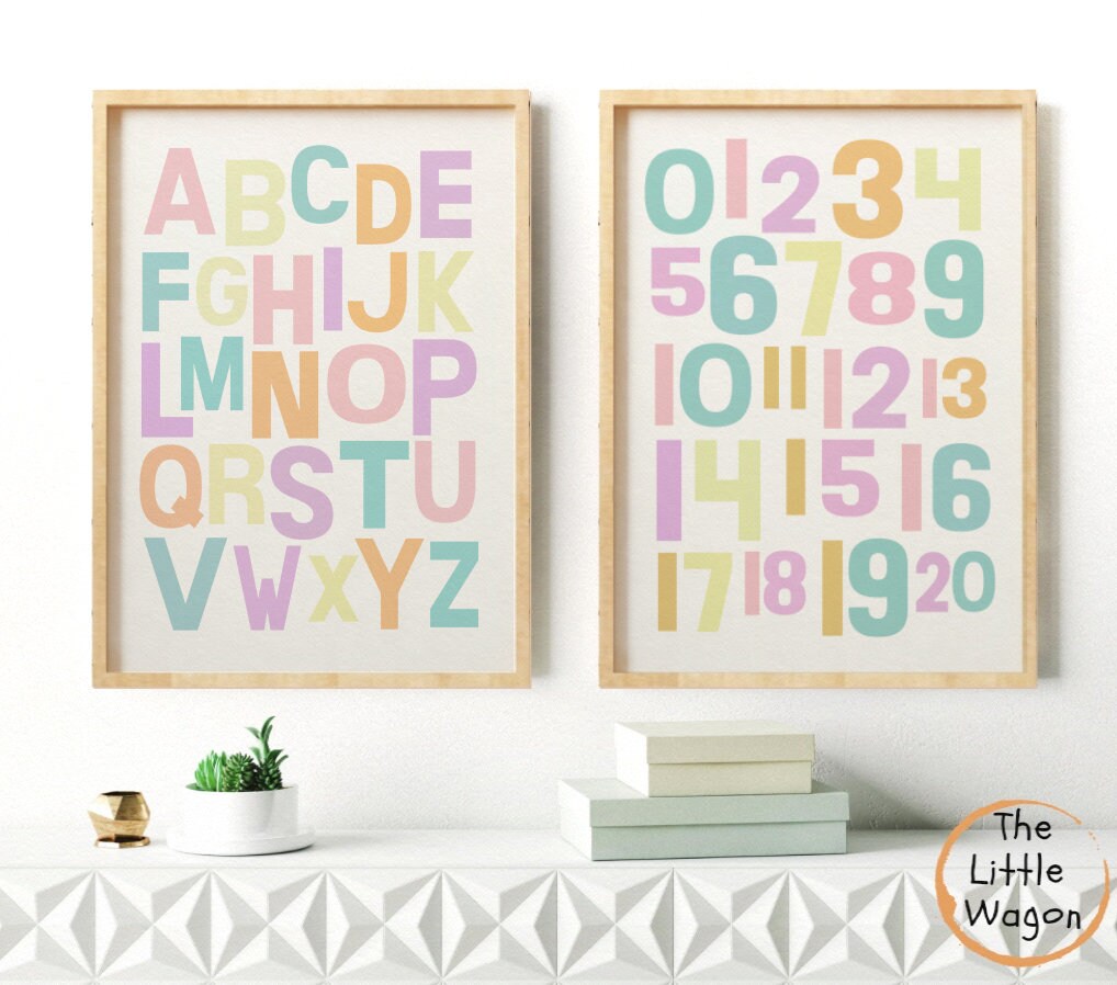 Pastel Rainbow Alphabet Wall Art ABC Set of Two Nursery - Etsy