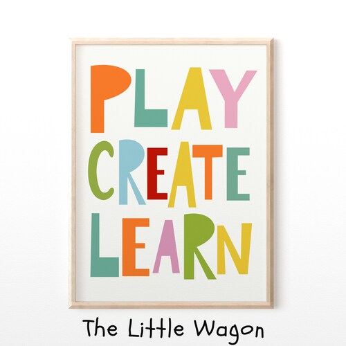 Play Create Learn Playroom Art Kids Bedroom Decor Playroom - Etsy