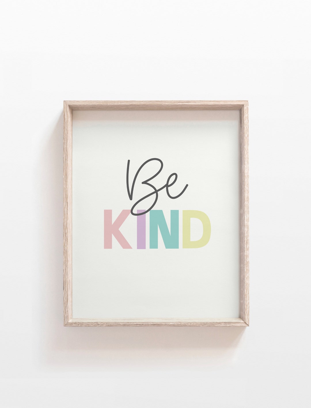 Be Kind, Girls Pastel Wall Art Prints, Rainbow Nursery Print, Boys ...