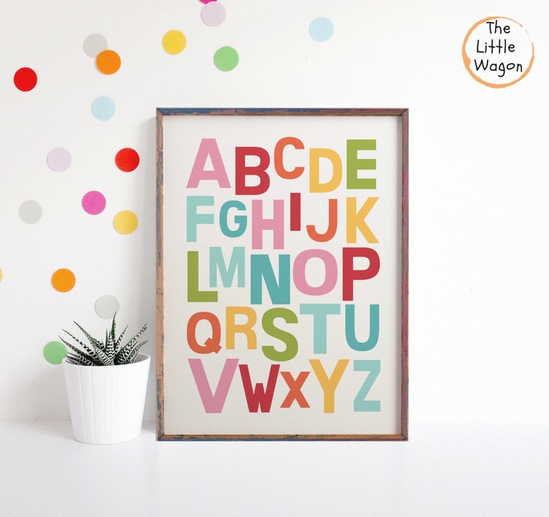 Colourful Rainbow Nursery Alphabet Poster Alphabet Print ABC - Etsy