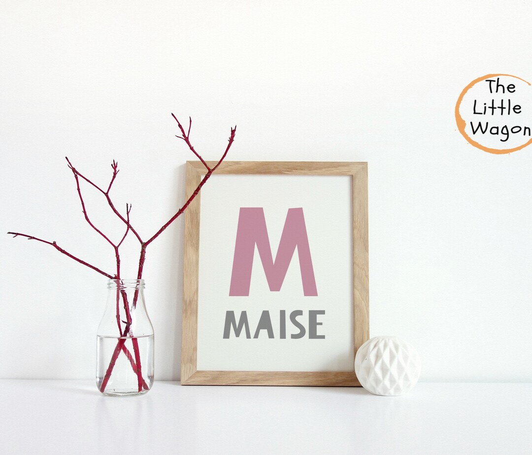 Personalised Grey and Pink Girls Name Print for Nursery or Bedroom ...